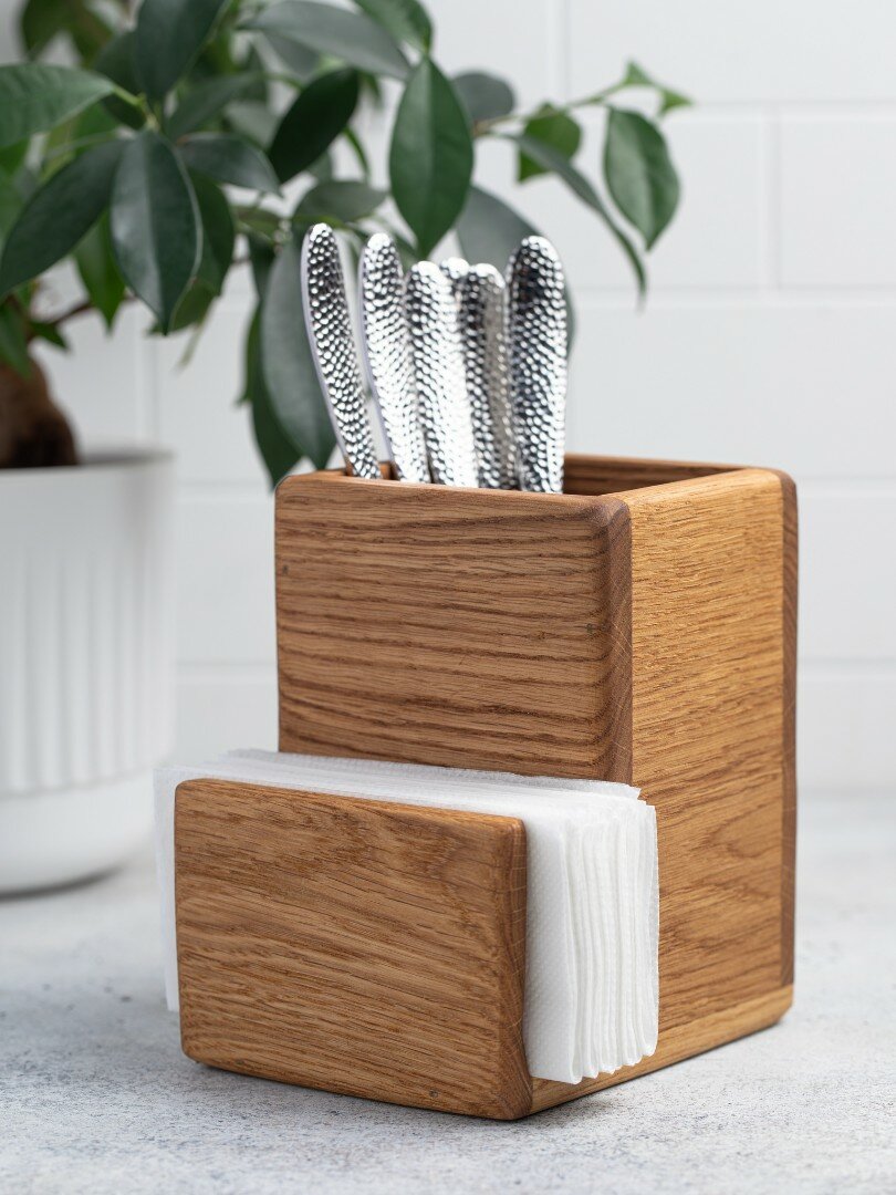 Подставка Foxwoodrus, дерево, фигурная, для столовых приборов