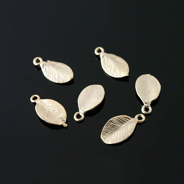 Подвеска, 10х5мм, Корея, Лист фикуса, базовый материал - латунь, матовый позолоченный, 2 шт.