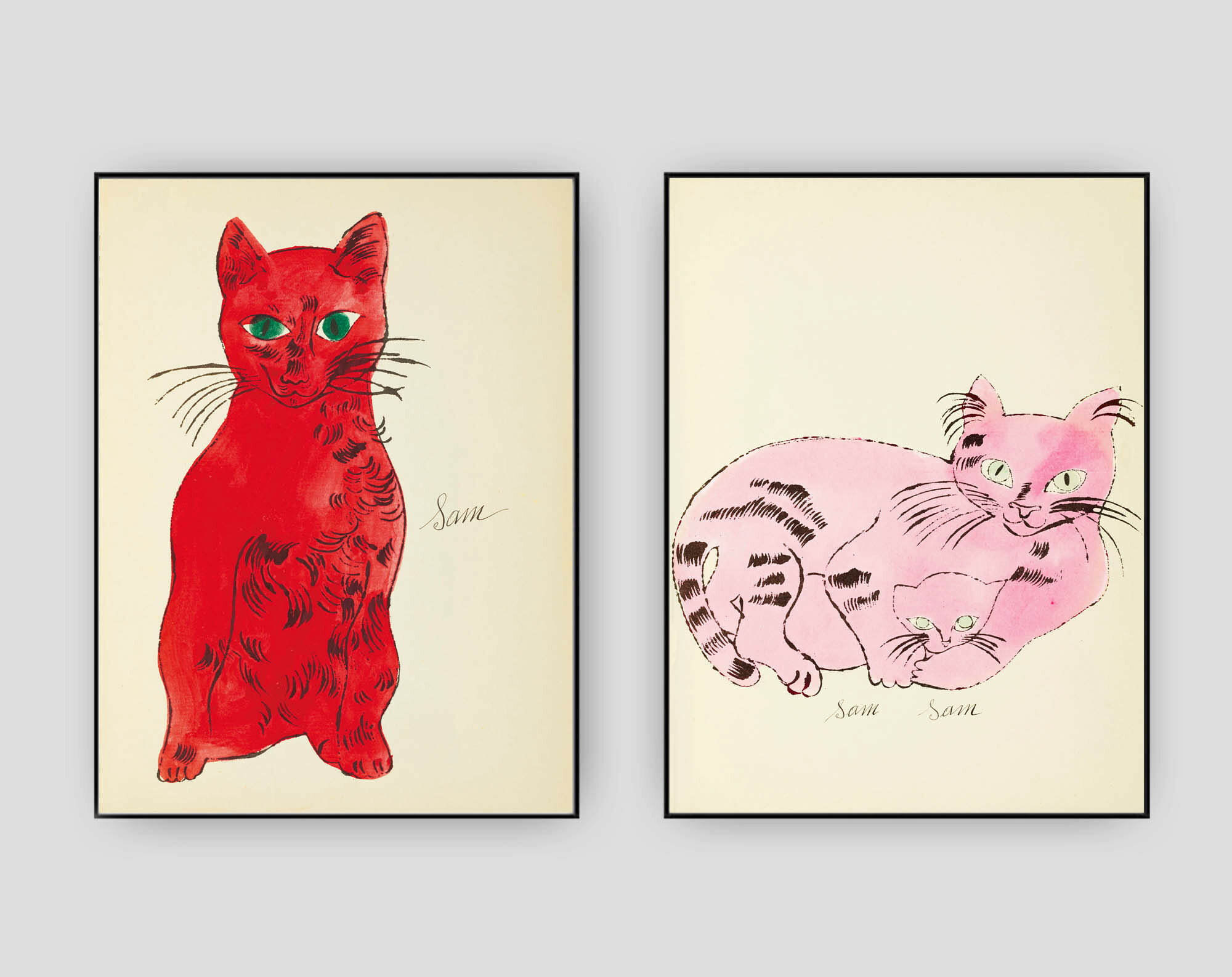 Плакат постер Энди Уорхол 25 Котов по имени Сэм Коты Andy Warhol Cats 2 шт размер A4 поп-арт картины для интерьера