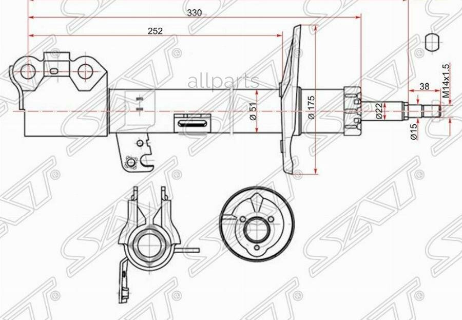 SAT ST-48520-80051 Стойка передняя Toyota Caldina (T240) 02-07