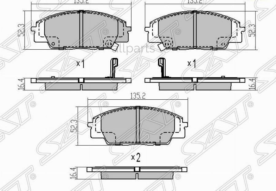 SAT ST-06450-S0A-J10 Колодки тормозные (Спереди) Honda Accord 97-03 / Integra 01-06