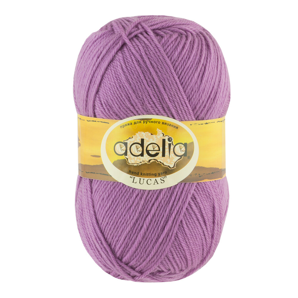 Пряжа ADELIA "LUCAS" 70% шерсть, 30% акрил 100 г 218 м №26 св. фиолетовый
