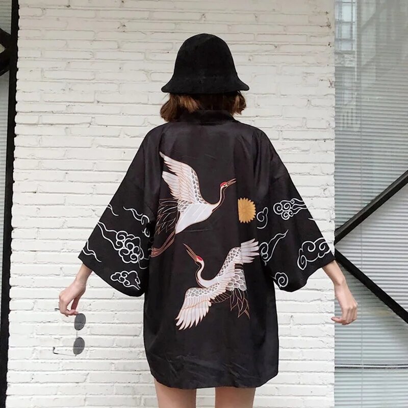 Женское кимоно Tangspoem Черный, 2