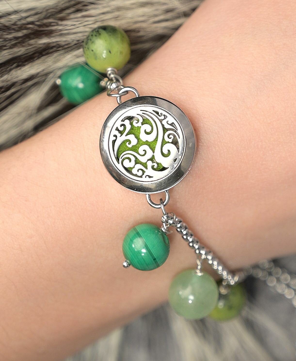 Браслет, авантюрин, нефрит