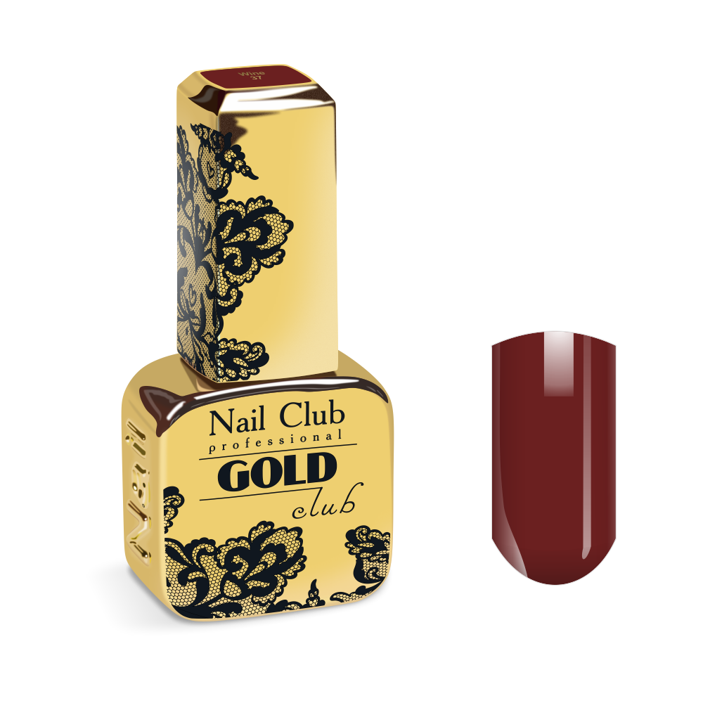 Nail Club Эмалевый гель-лак для ногтей с липким слоем GOLD CLUB 37 Wine, 13 мл.