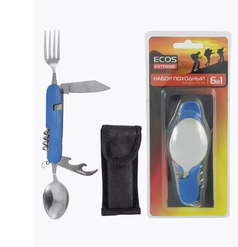 Мультитул ECOS TS-34 с чехлом синий
