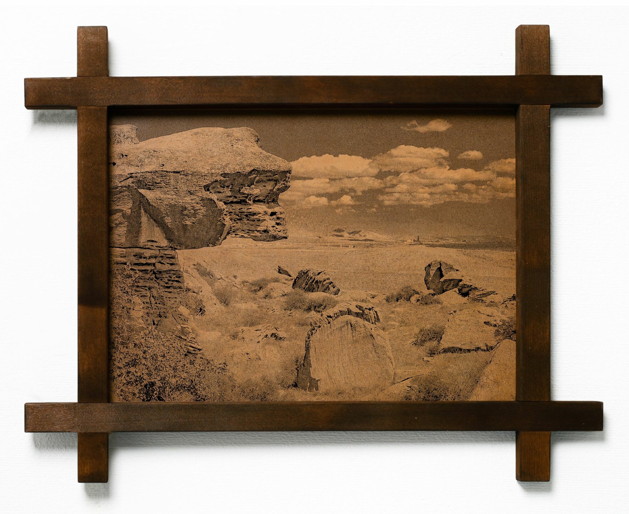 Картина интерьерная из кожи "Заповедник Гобустан, Азербайджан", BoomGift