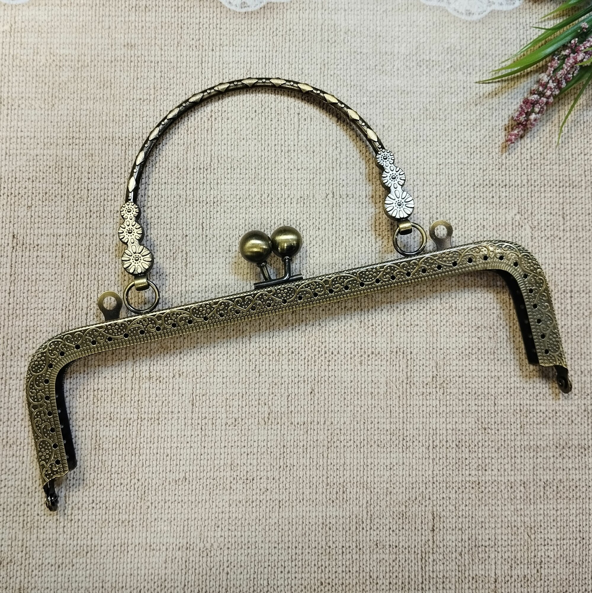 Фермуар для сумки с ручкой, 20см, цвет бронза