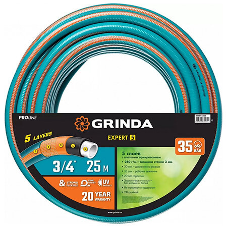 Шланг поливочный, армированный, пятислойный GRINDA PROLine EXPERT 5 3/4, 25 м, 30 атм {429007-3/4-25}