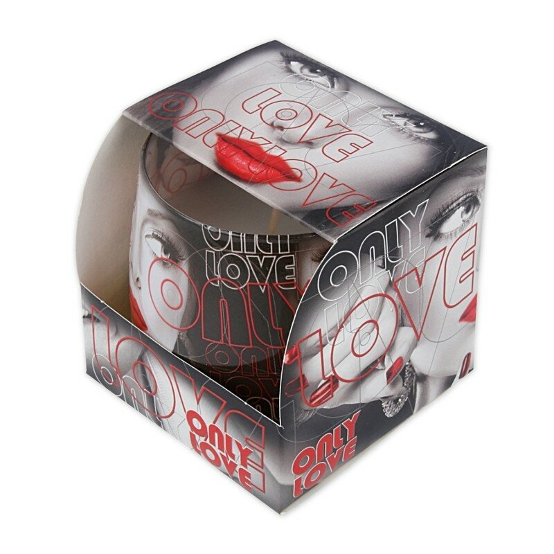 BARTEK Свеча в стакане LOVE, 100 г, диаметр 8 см и высота 7.5 см, в ассортименте-RK26