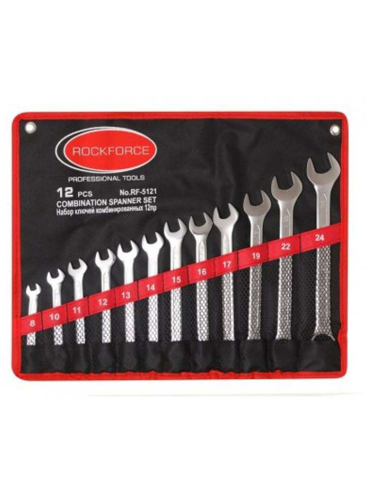 Набор ключей ROCK FORCE комбинированных 8-24мм 12 предметов на полотне