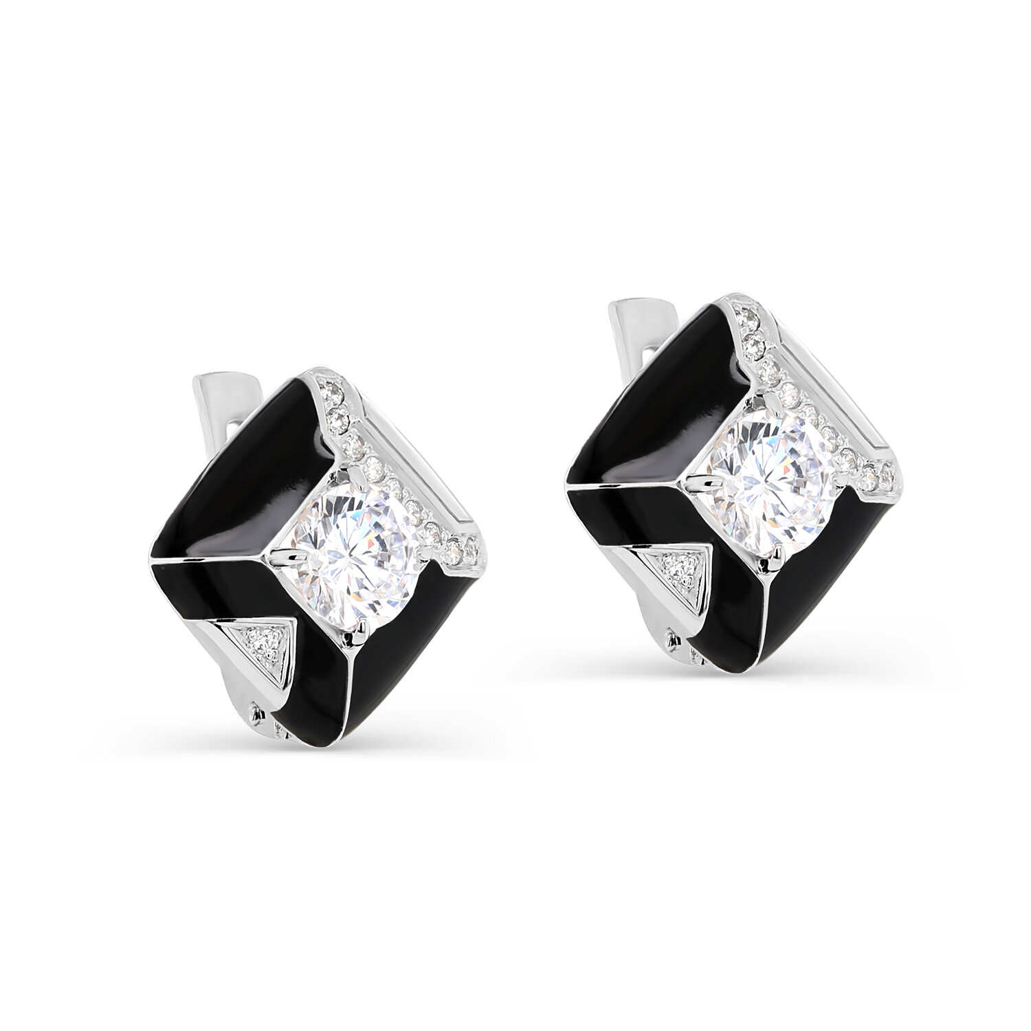 Серьги, серебро, 925 проба, фианит