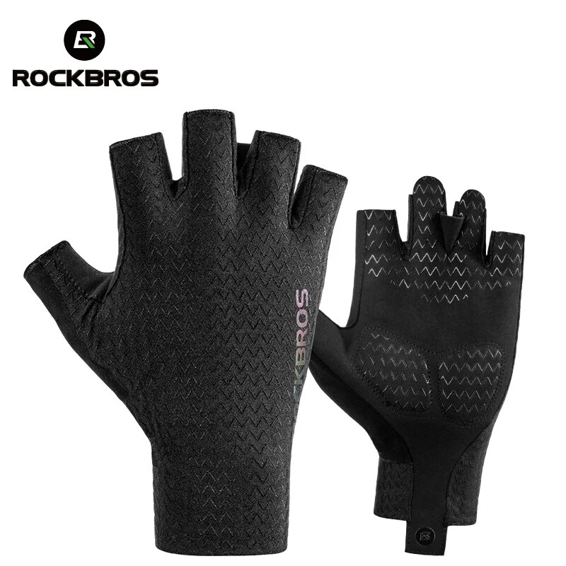 ROCKBROS Велоперчатки полупальцевые черные Lycra SBR