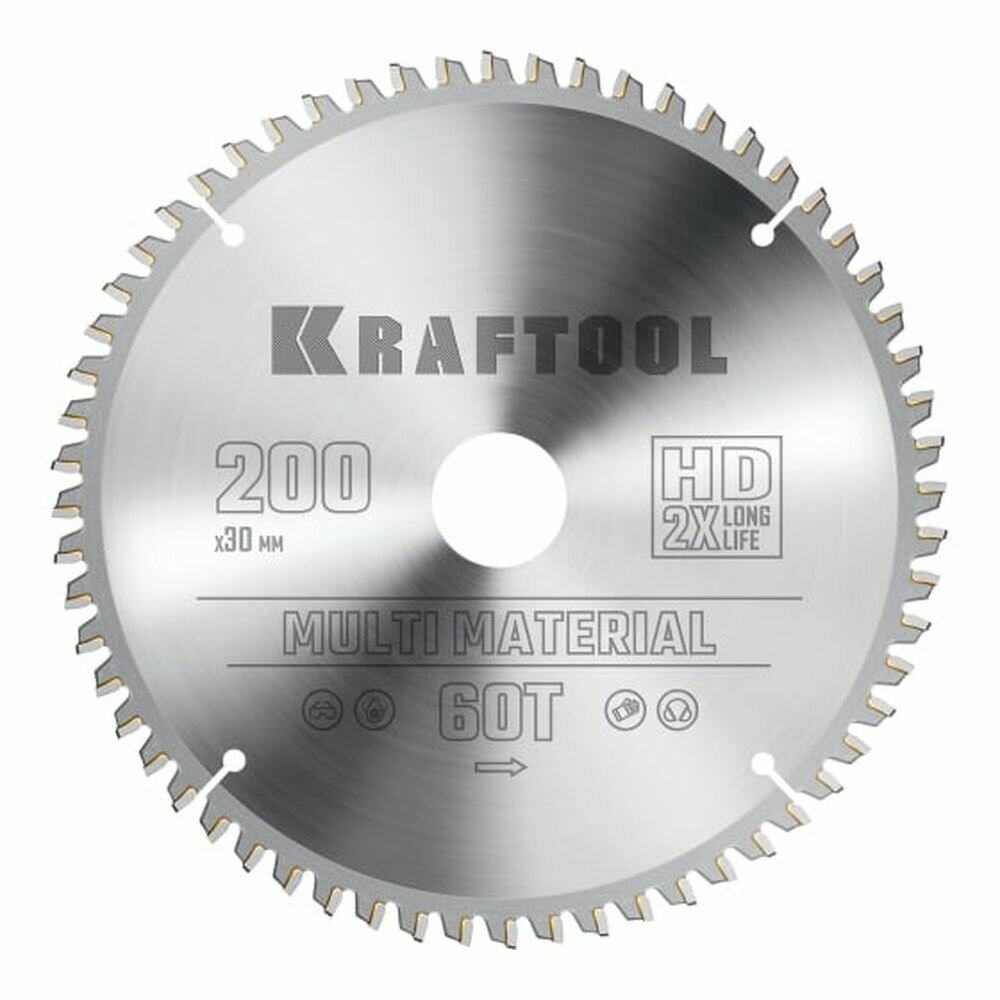 Диск пильный по алюминию 200х30мм 60Т Kraftool Multi Material 36953-200-30