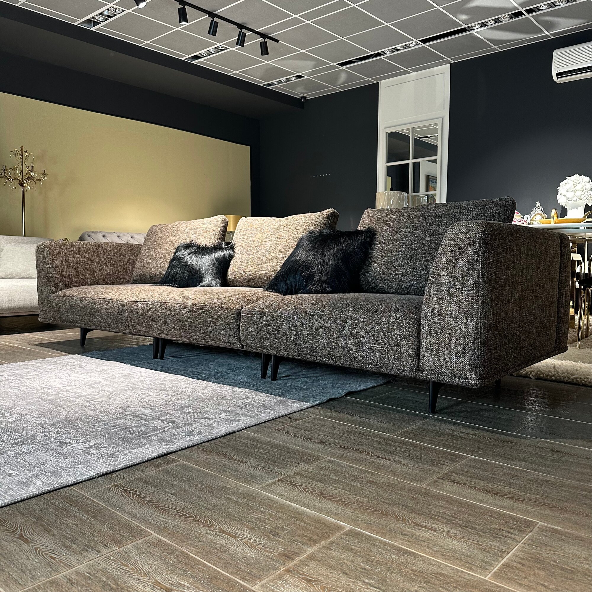 Диван Saloni Loft, ткань, коричневый, 307х105х85 см