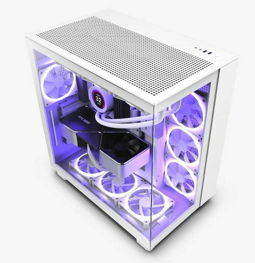 Корпус NZXT H9 Flow Window Mini-ITX, Micro-ATX, ATX White (CM-H91FW-01)
