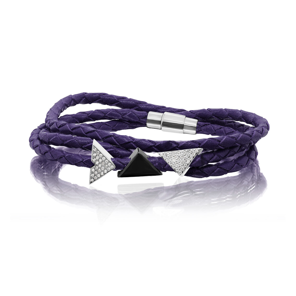 Браслет-цепочка, серебро, 925 проба, родирование, фианит