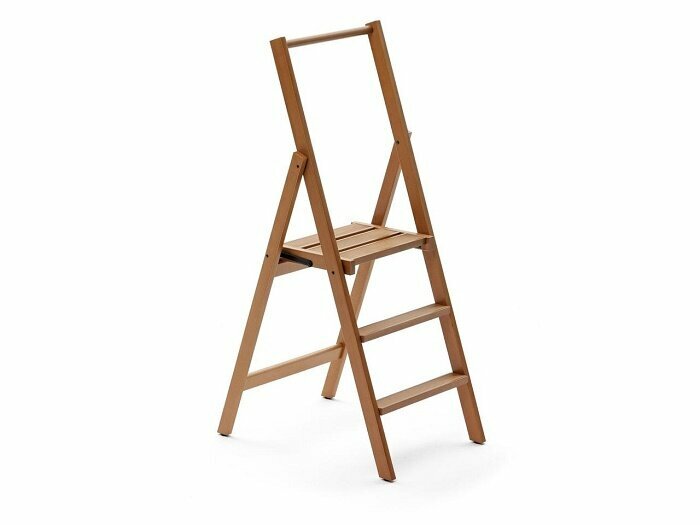 Стремянка деревянная ласточка для дома, три ступени, натуральный бук