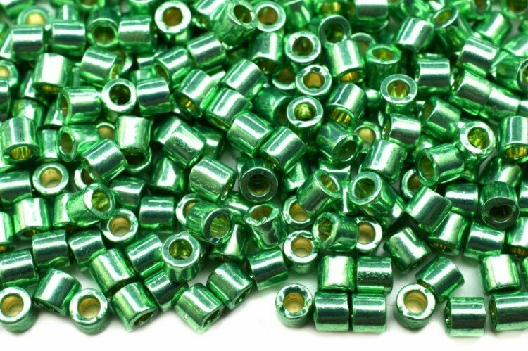 Бисер японский MIYUKI Delica цилиндр 8/0 DBL-1844 Duracoat Galvanized, темная зеленая мята, 5 грамм