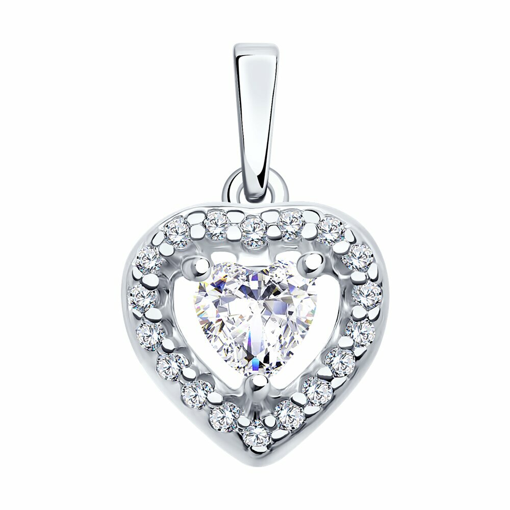 Подвеска, серебро, 925 проба, родирование, фианит