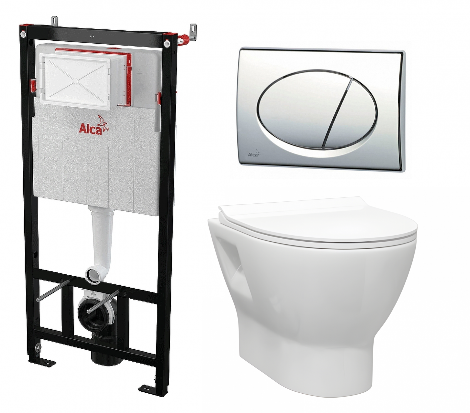 Комплект 3 в 1 инсталляция AlcaPlast AM101/1120-3:1 RU M71-0001 + Унитаз подвесной Enio Nativo EN1270551 + кнопка хром