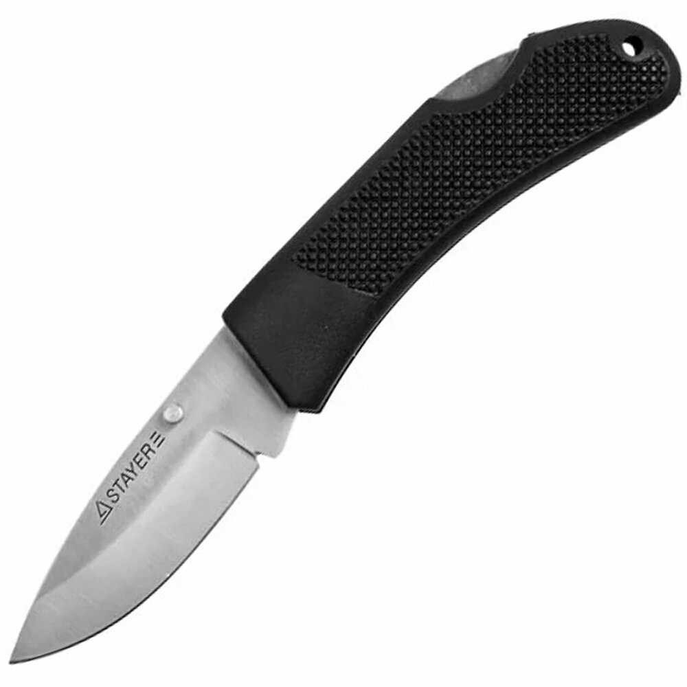 Нож STAYER складной с обрезиненной ручкой, большой {47600-2_z01}