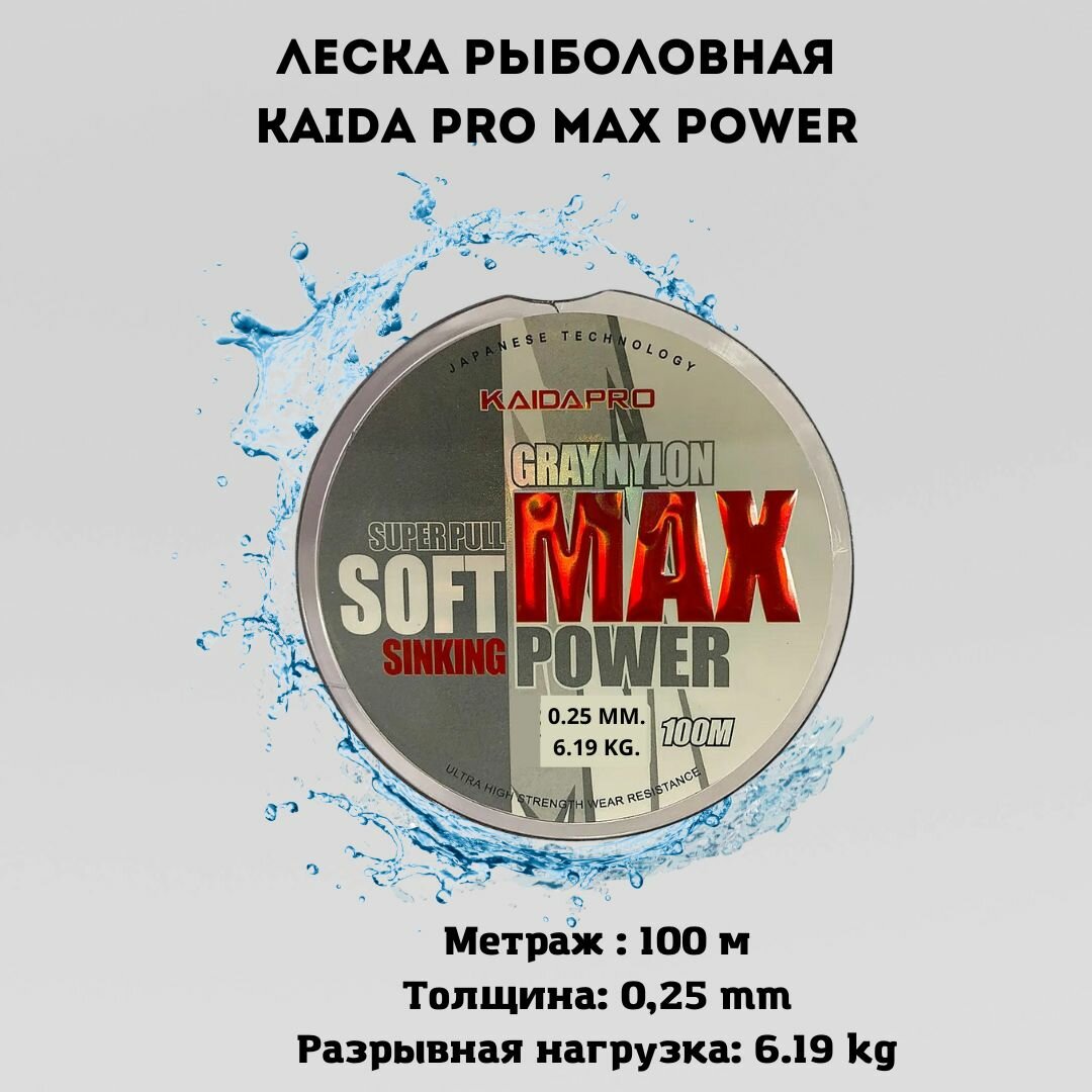 Леска рыболовная Kaida Pro Max Power 0.25мм 6.19кг 100м