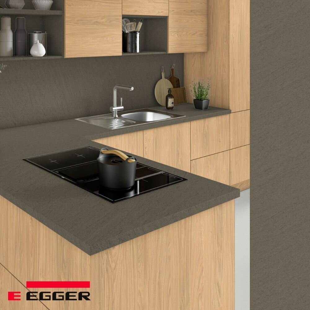 Столешница для кухни Egger 2700х600x38мм с торцевыми планками. Цвет - Базальтино терра