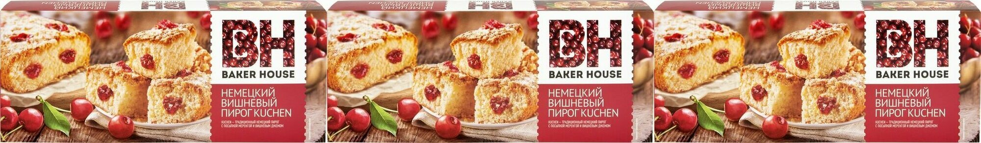 Baker House Пирог бисквитный Kuchen вишня 350 гр, 3 шт.