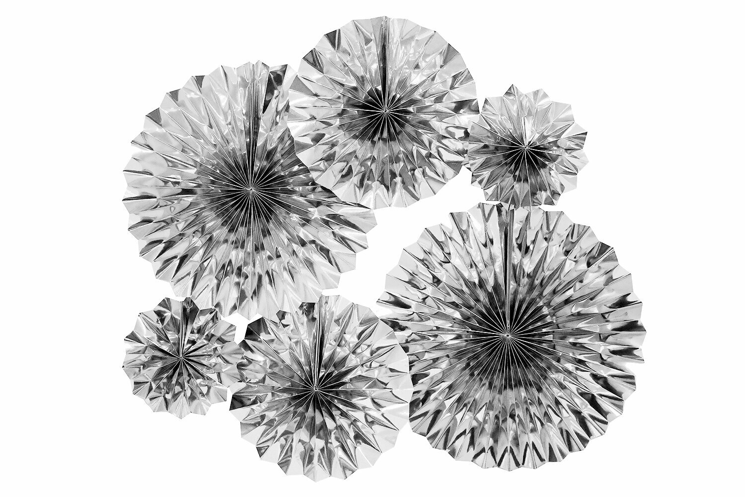 Набор фольгированных вееров (фантов) "Серебристый" 6шт