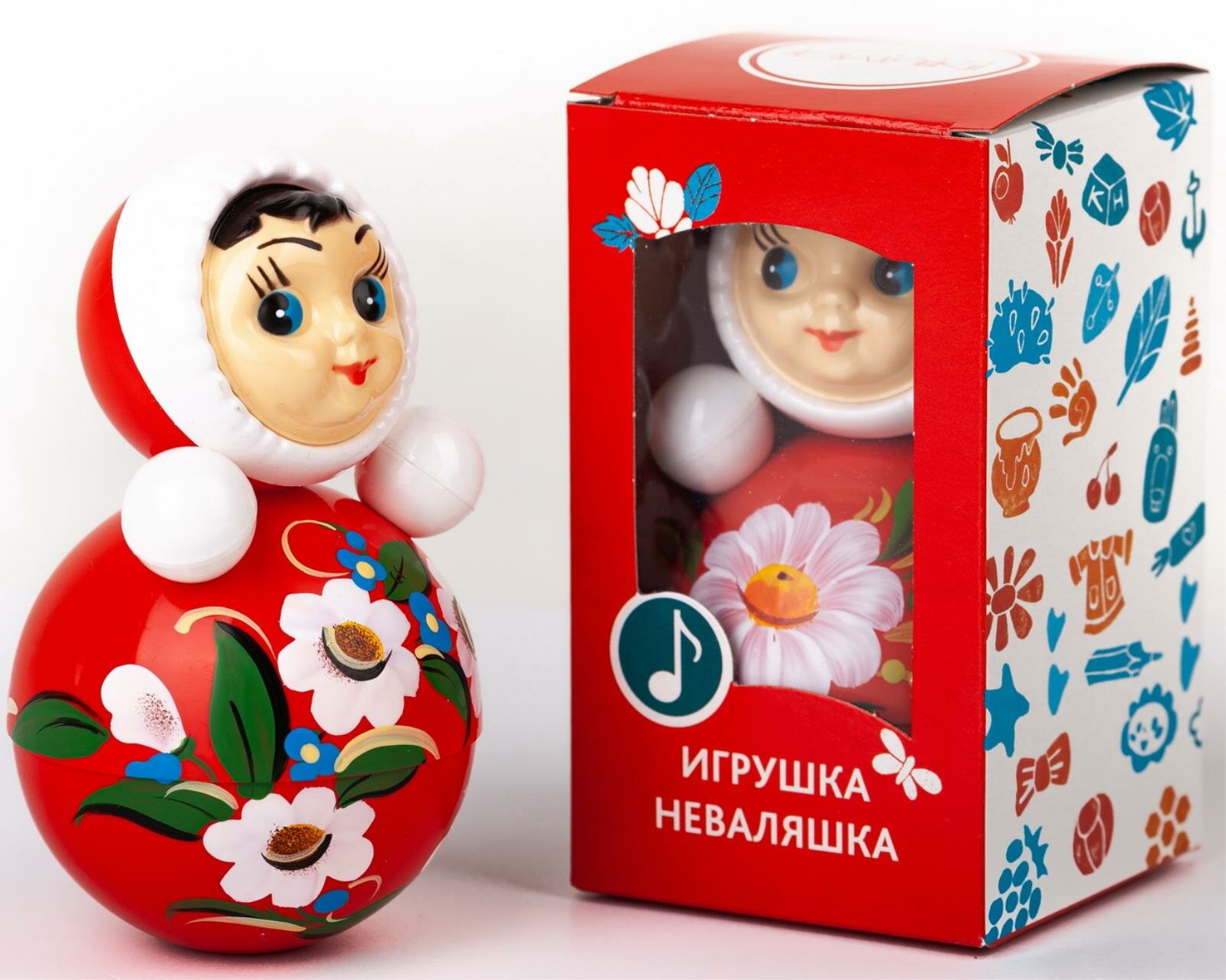 Неваляшка Котовские Неваляшки, художественная упаковка, красный/белый, пластик 6,6x6,6x11,2 см