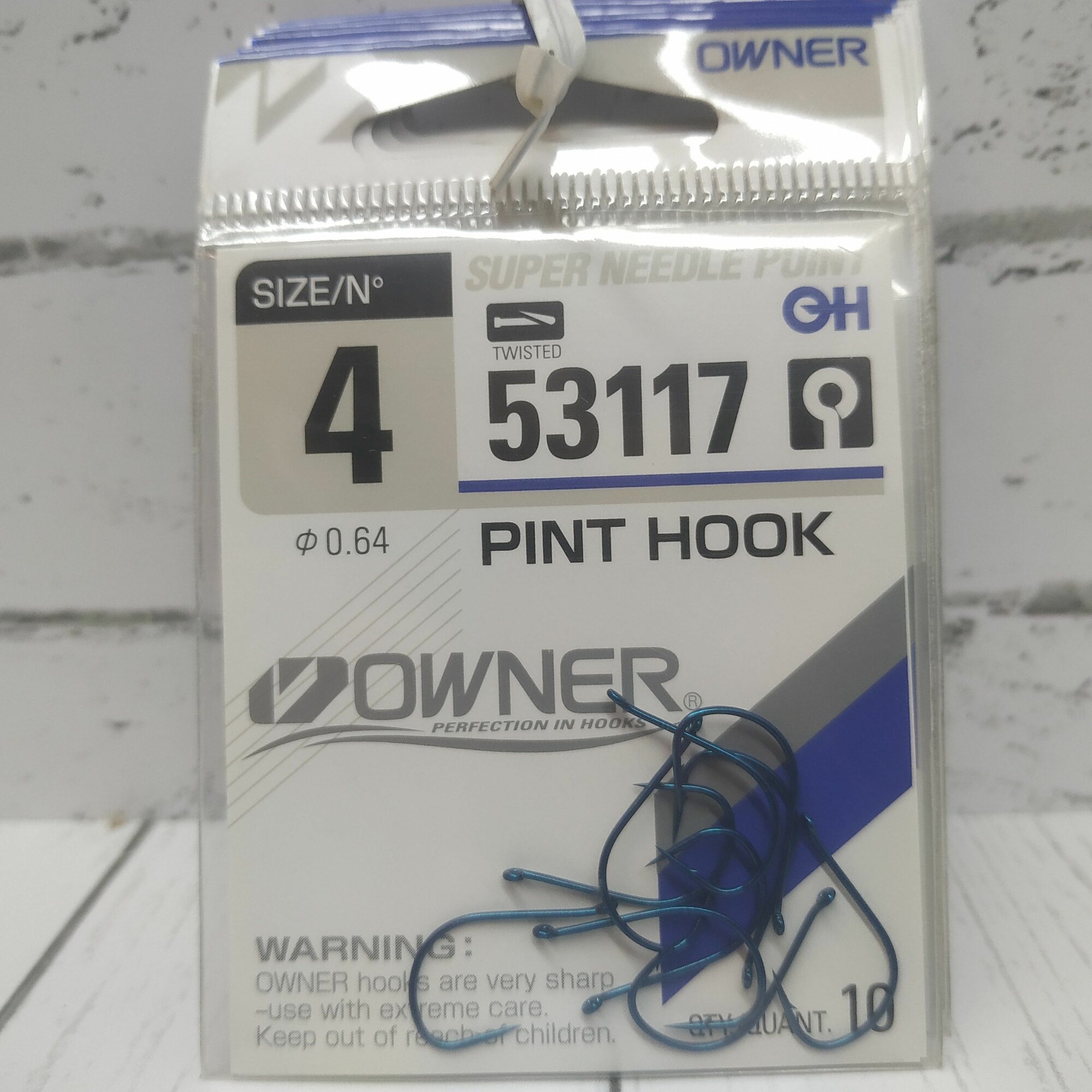 OWNER Крючок Pint Hook-ORIGINАL blue 53117-№4-10шт(5уп)-50шт