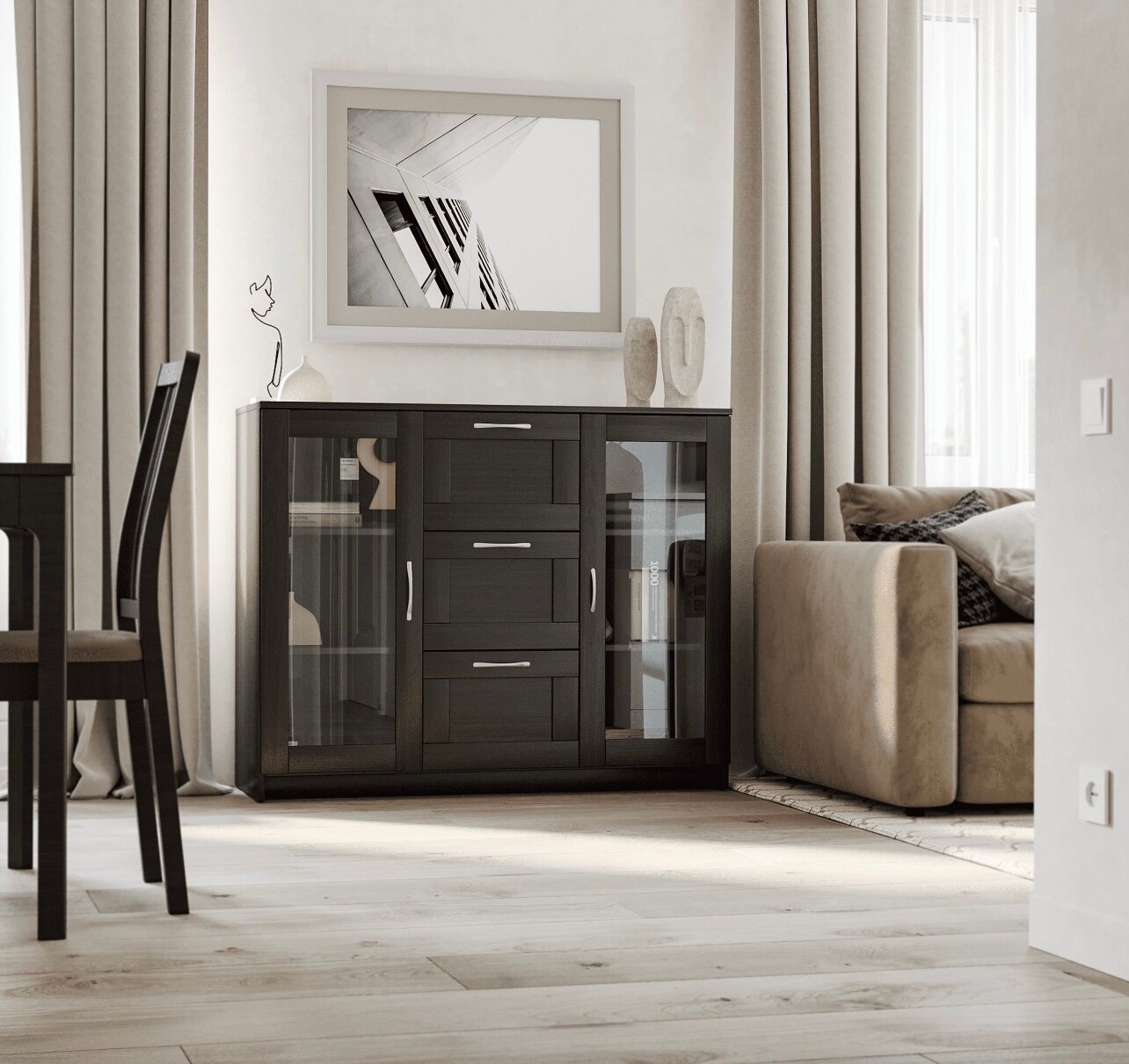 "Сириус 2 двери и 3 ящика" - тумба для спальни, прихожей, офиса, детской и гостиной