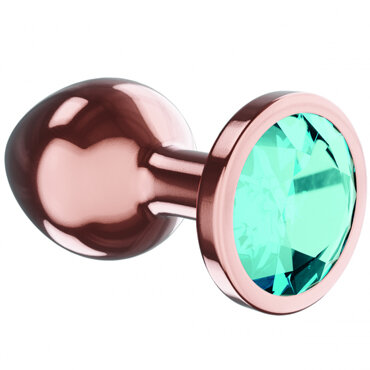 Lola Games Diamond Topaz Shine L, розовое золото/бирюзовый Анальная пробка с кристаллом