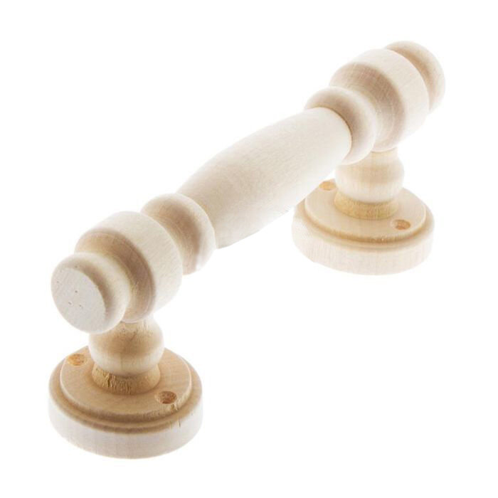 Ручка-скоба дверная деревянная, без покрытия, общая длина 190 мм - для бани и сауны.