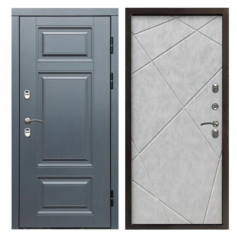 Дверь входная металлическая с терморазрывом Сибирь термо премиум бетон светлый Paputin's Doors 960 х 2050 мм Левая