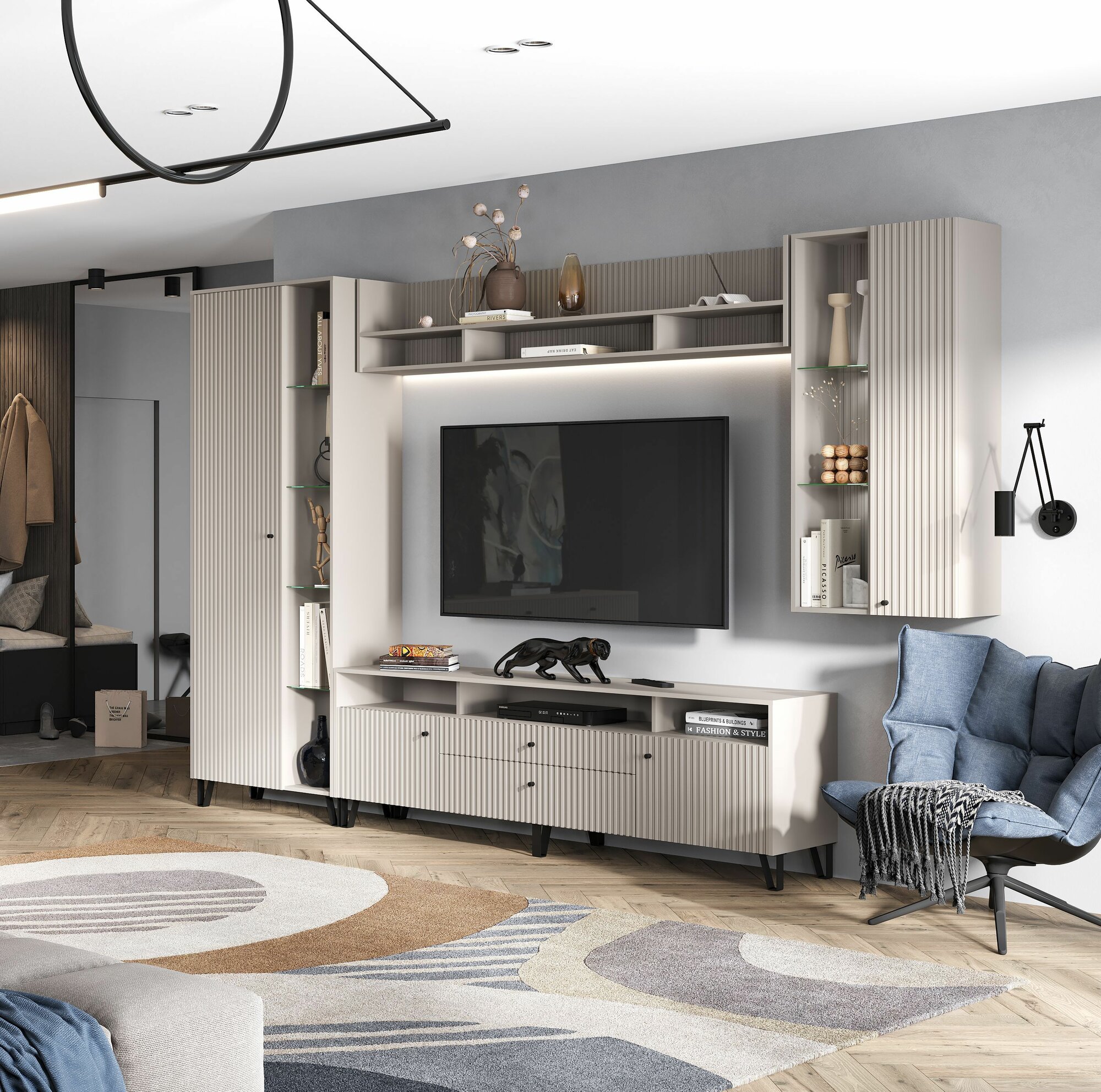 Комплект мебели для гостиной №3 Шарли мокко_Глиняный серый