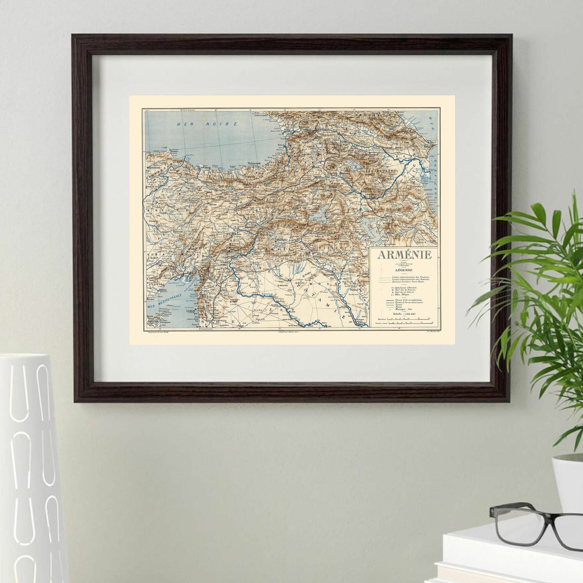Ретро карта Армении 1919 год, без рамы, размер А2