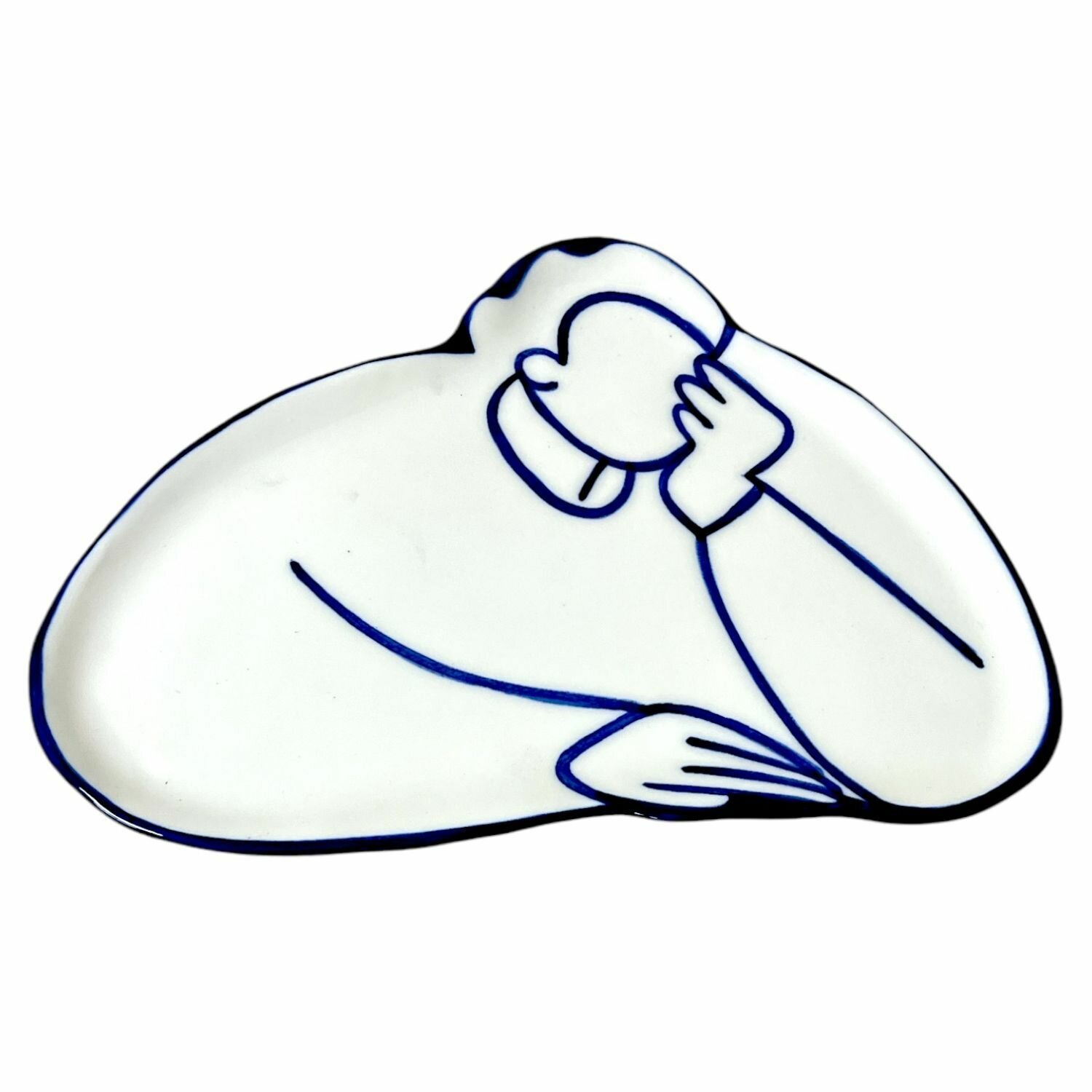 Фигурная тарелка ручной работы «Друг», полуфарфор, 21 см