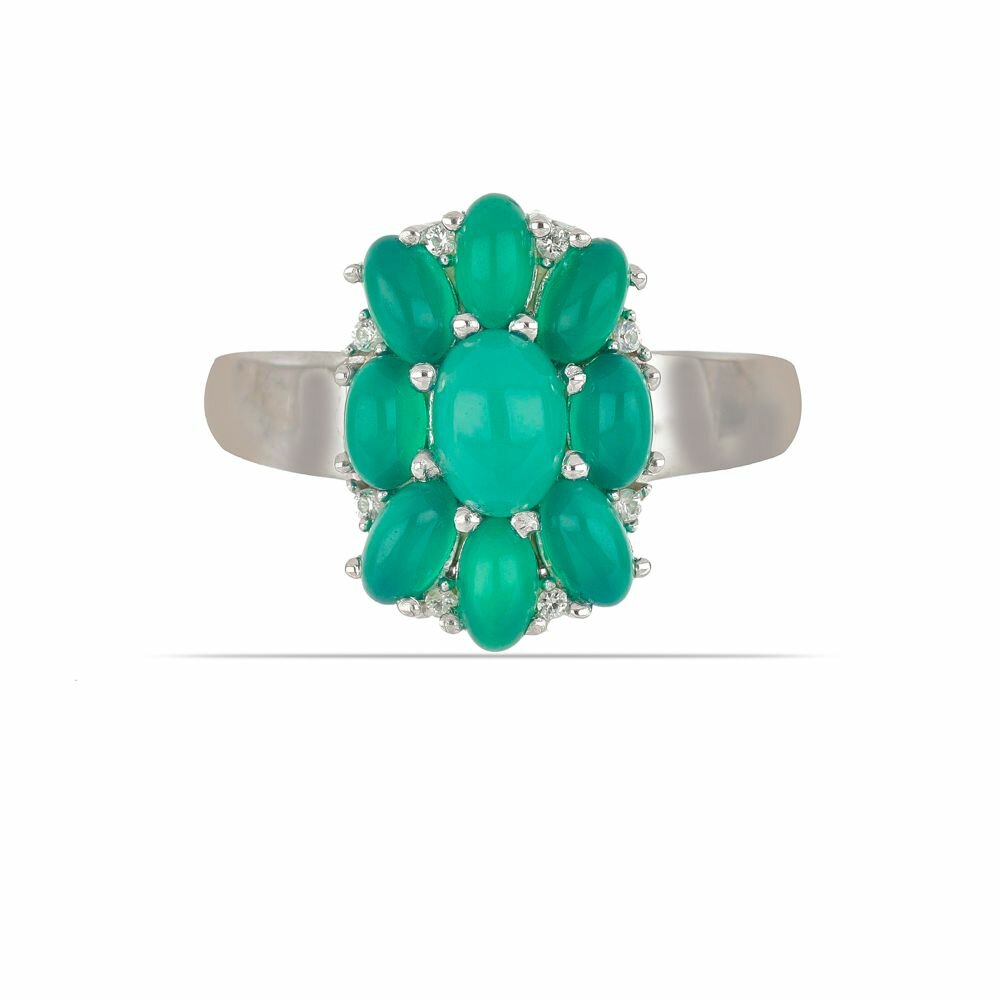 Кольцо, серебро, 925 проба, родирование, агат