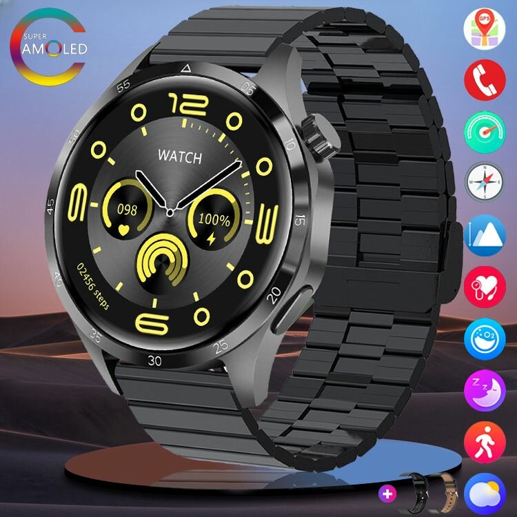 Умные часы Limited Edition 2024, Series 4 Pro Max, 2 ремешка, 46mm, черный