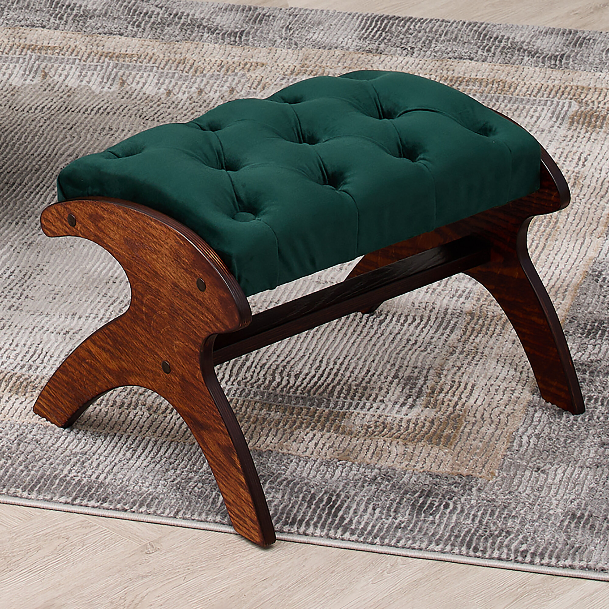 Банкетка для ног AVK "Герцог", велюр, изумрудно-коричневая, 55х40х32 см