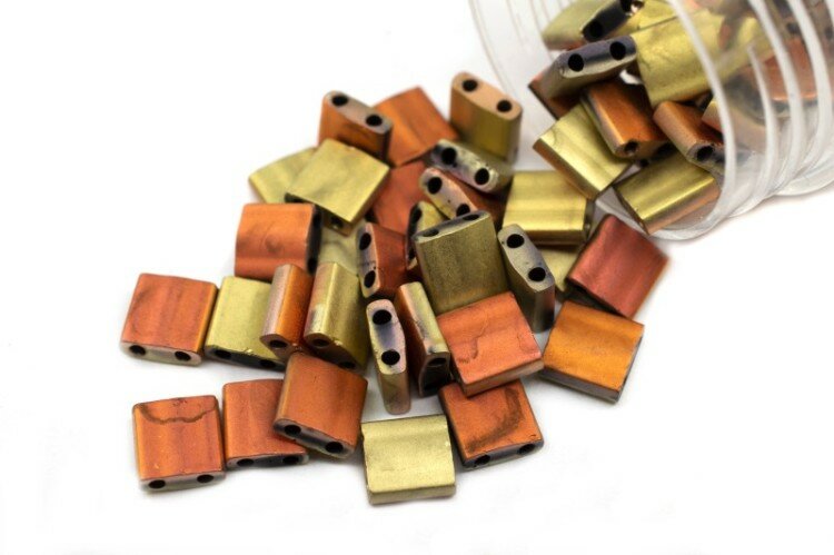 Бисер японский MIYUKI TILA #55046 Black California Gold Rush Matted, матовый непрозрачный, 5 грамм