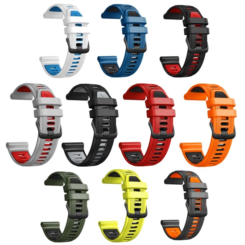 Силиконовый ремешок для Garmin Forerunner 965, черный с красным — фото 1