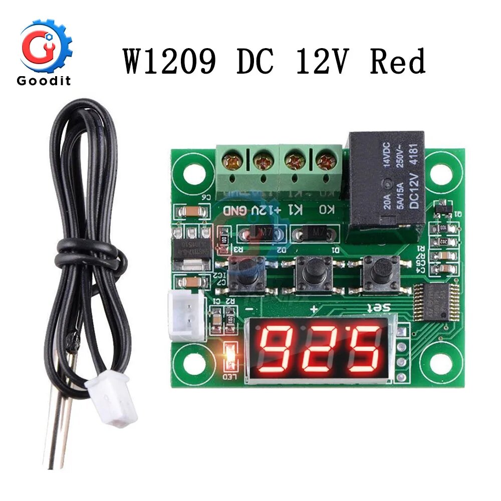 Gaqqee цифровой термостат W1209 12В Red
