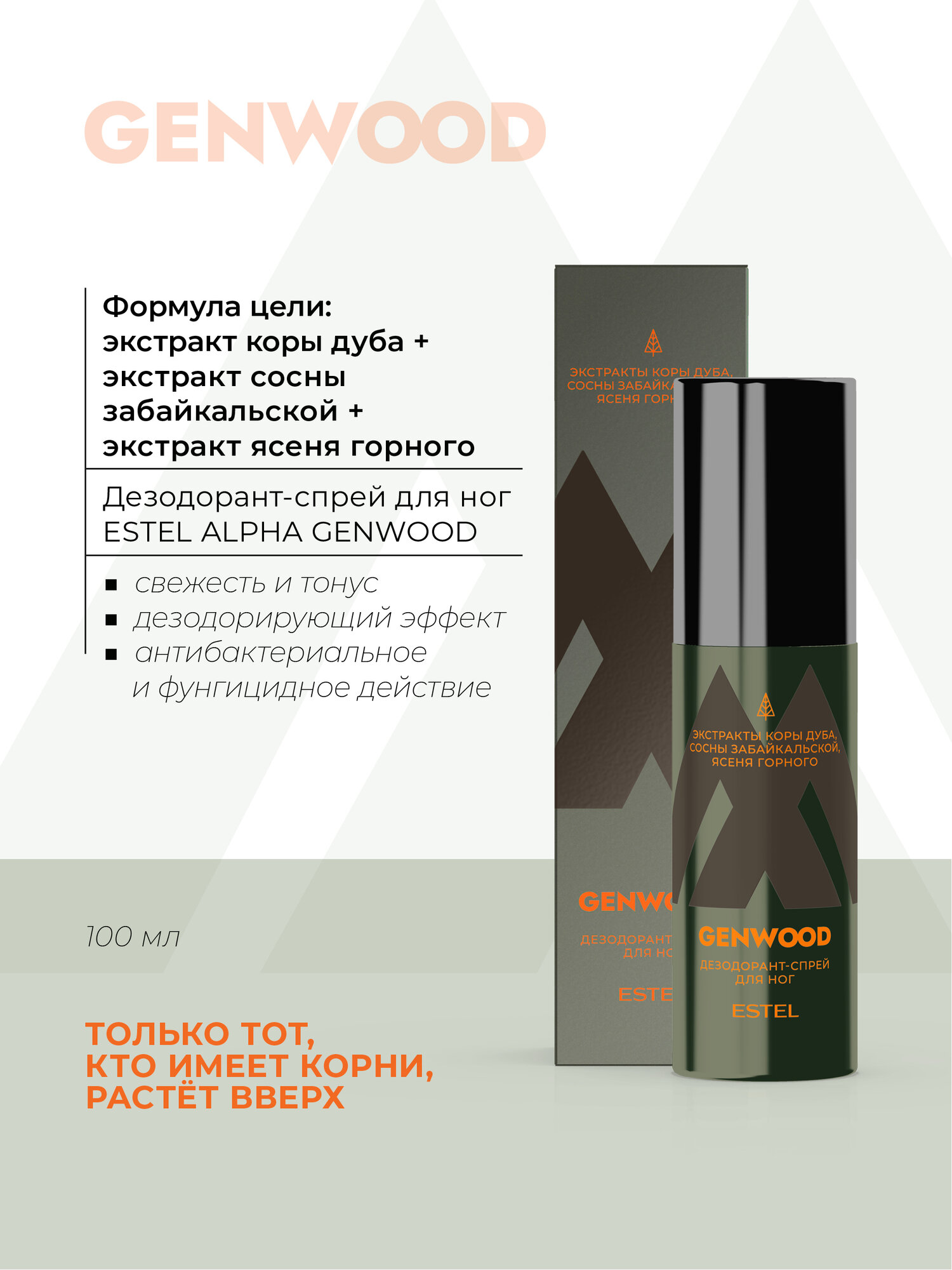 ESTEL PROFESSIONAL Дезодорант-спрей ALPHA GENWOOD для ног, антибактериальный, 100 мл