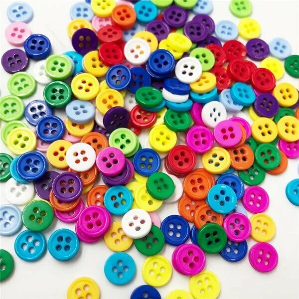 Пластиковые пуговицы Color Kite, 8 мм, Mix Color, 100 шт