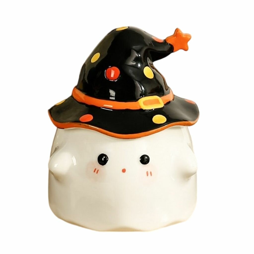 Чашка, Картонная керамическая кружка с призраком - черная