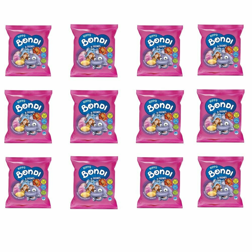 HIPPO BONDI & FRIENDS Жевательный мармелад, 100 гр, 12 уп.