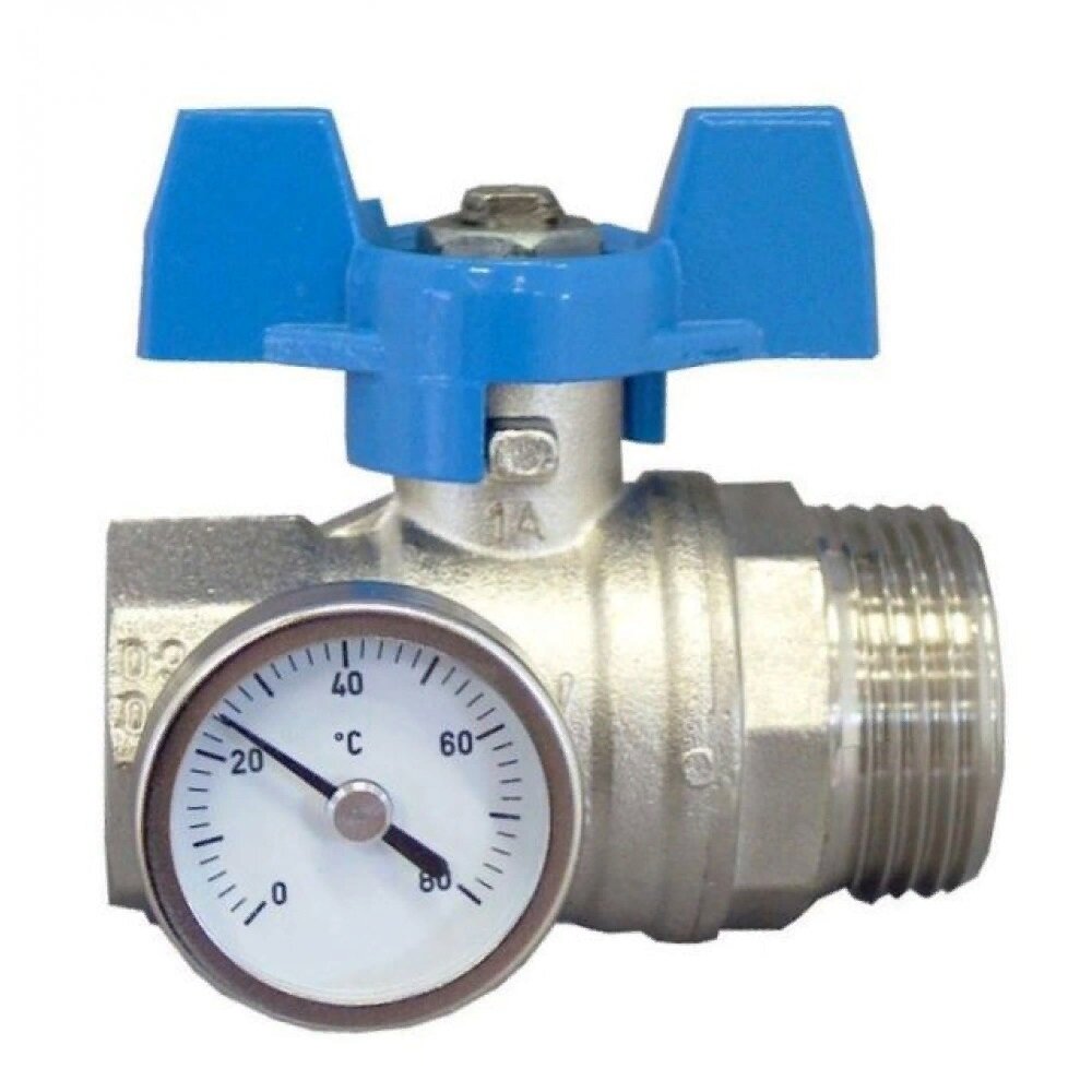 Кран шаровой с термометром 1 вн/нр бабочка 808/B IVR 180810011 ЛОТ 2 шт